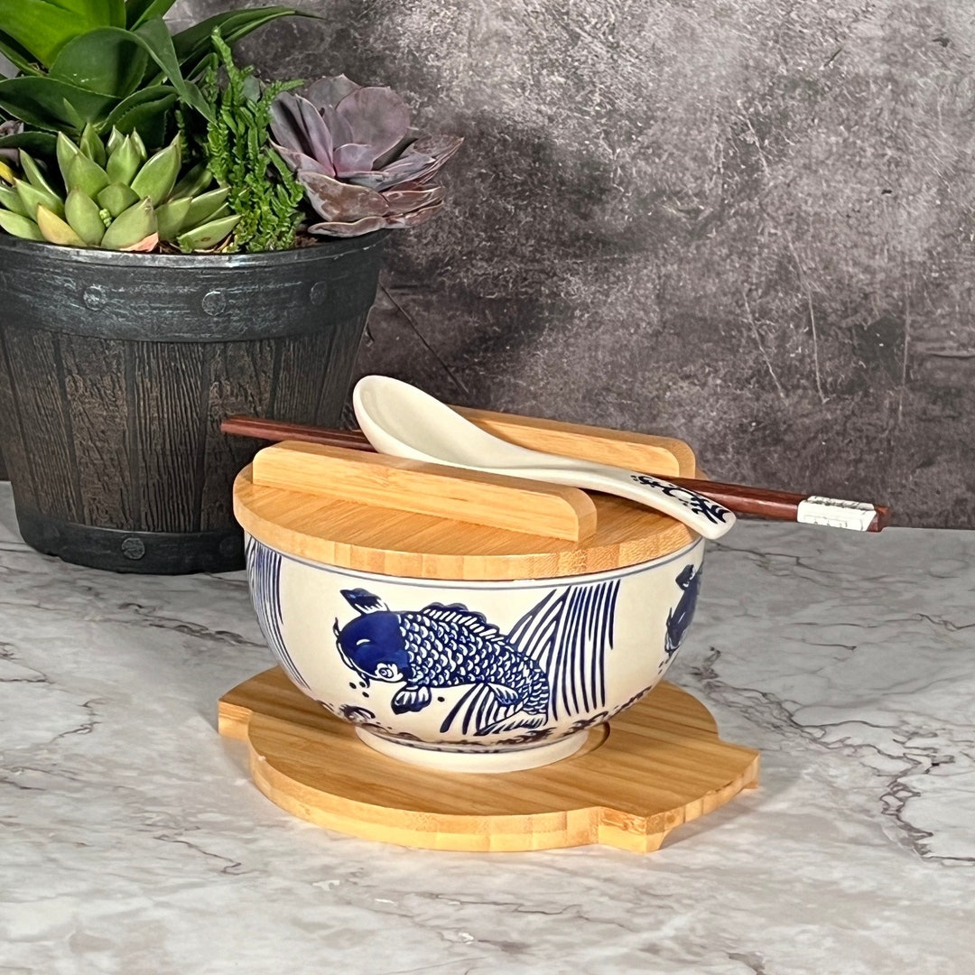 Koi Fish Pattern Japanese Kamameshi Ceramic Style Rice Noodle Ramen ...