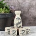 Oriental Dragon Beige Ceramic Sake Set, One Sake Bottle 5 Fl Oz and ...