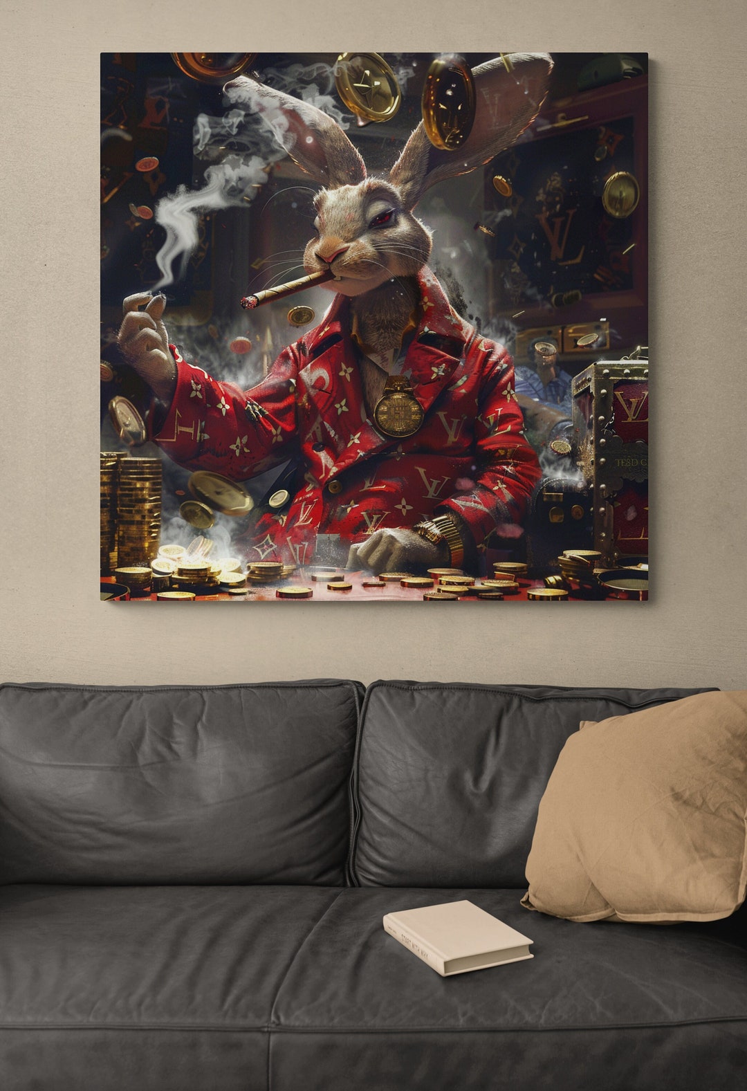 Affluent Bunny Luxury Wall Art Poster for Home Decor - Etsy