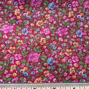 Vintage Calico Fabric / Red Fabric / Vintage Fabric by the Yard Cotton ...