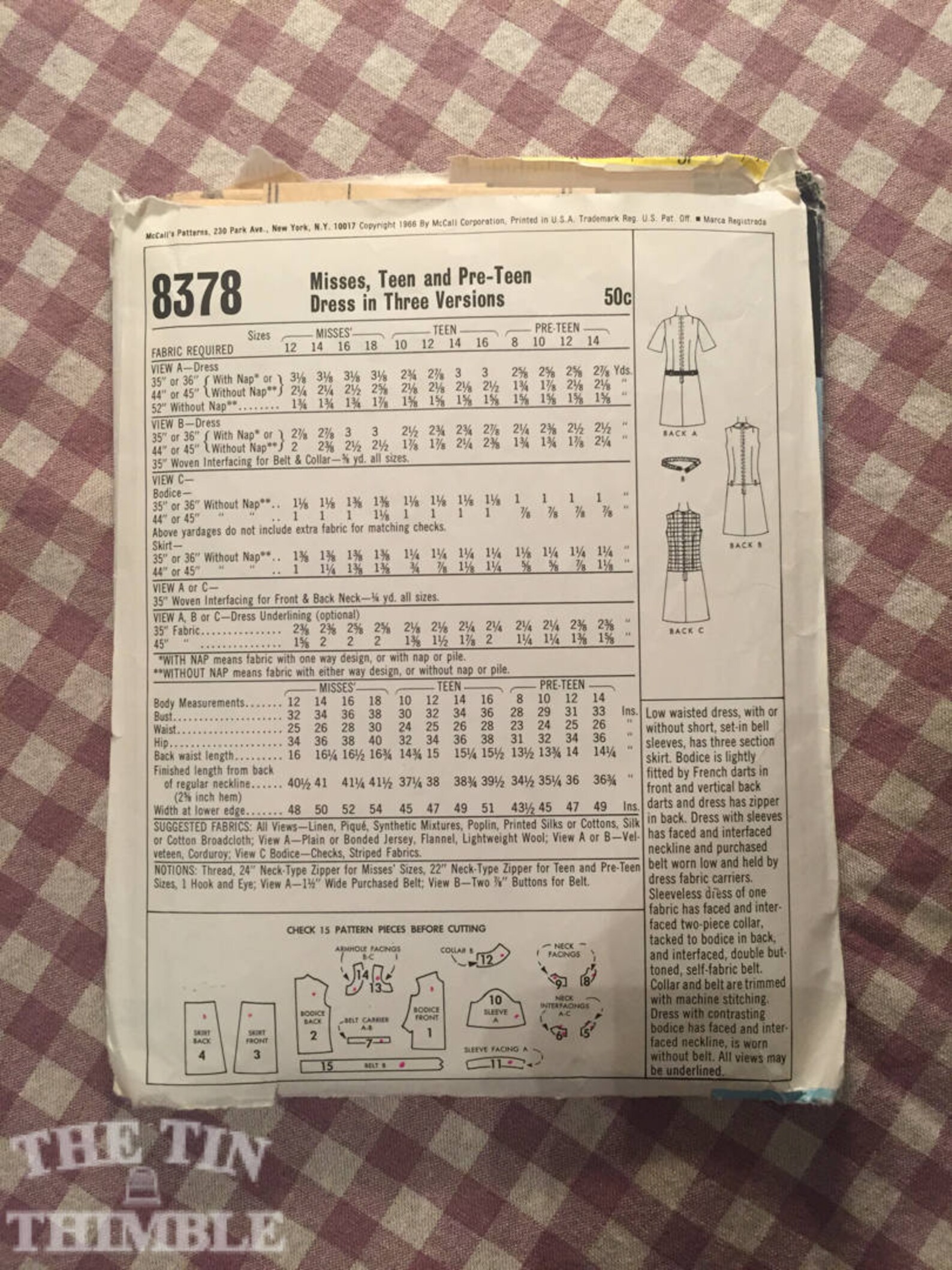 Vintage 1960's Mccall's Dress Pattern 8378 Size 10/21 - Etsy