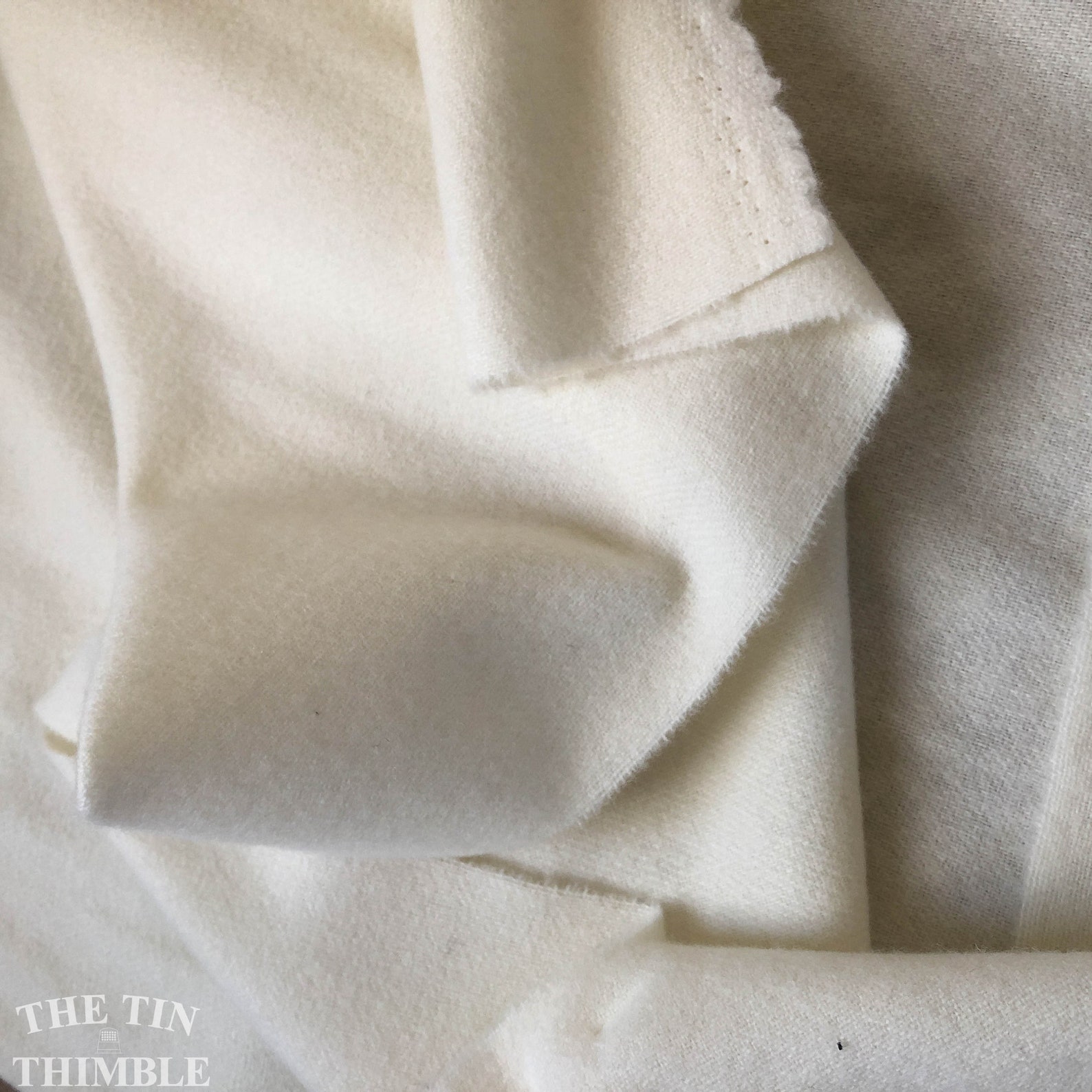 100% Wool Flannel Weight Fabric in Natural White - 1 Yard - Made in ...