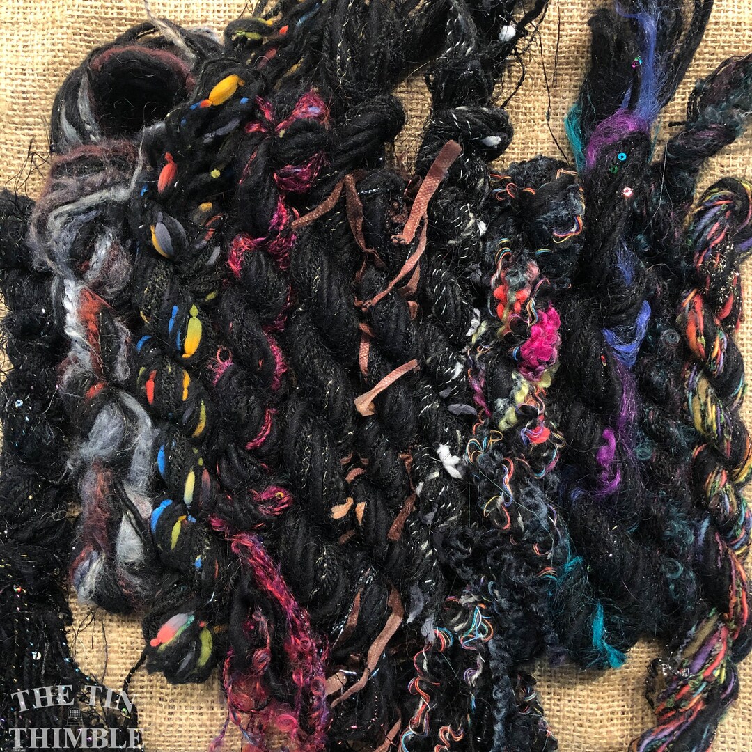 Fiber Frenzy Bundle / Mixed Bundle of Yarn in Black / Great for Felting ...