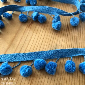 Vintage Pom Pom Trim 1960s Blue Cotton Ball Trim by the Half Yard - Etsy