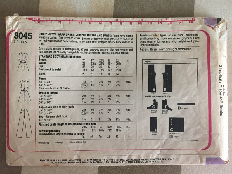 1960s Simplicity Girl's Wrap Dress Blouse Pattern 8045 | Etsy