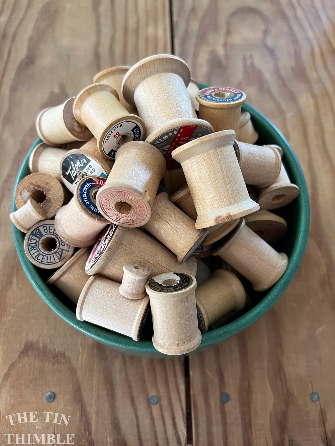 12 Vintage and Antique Wood Thread Spools Lot of Assorted Sizes and ...