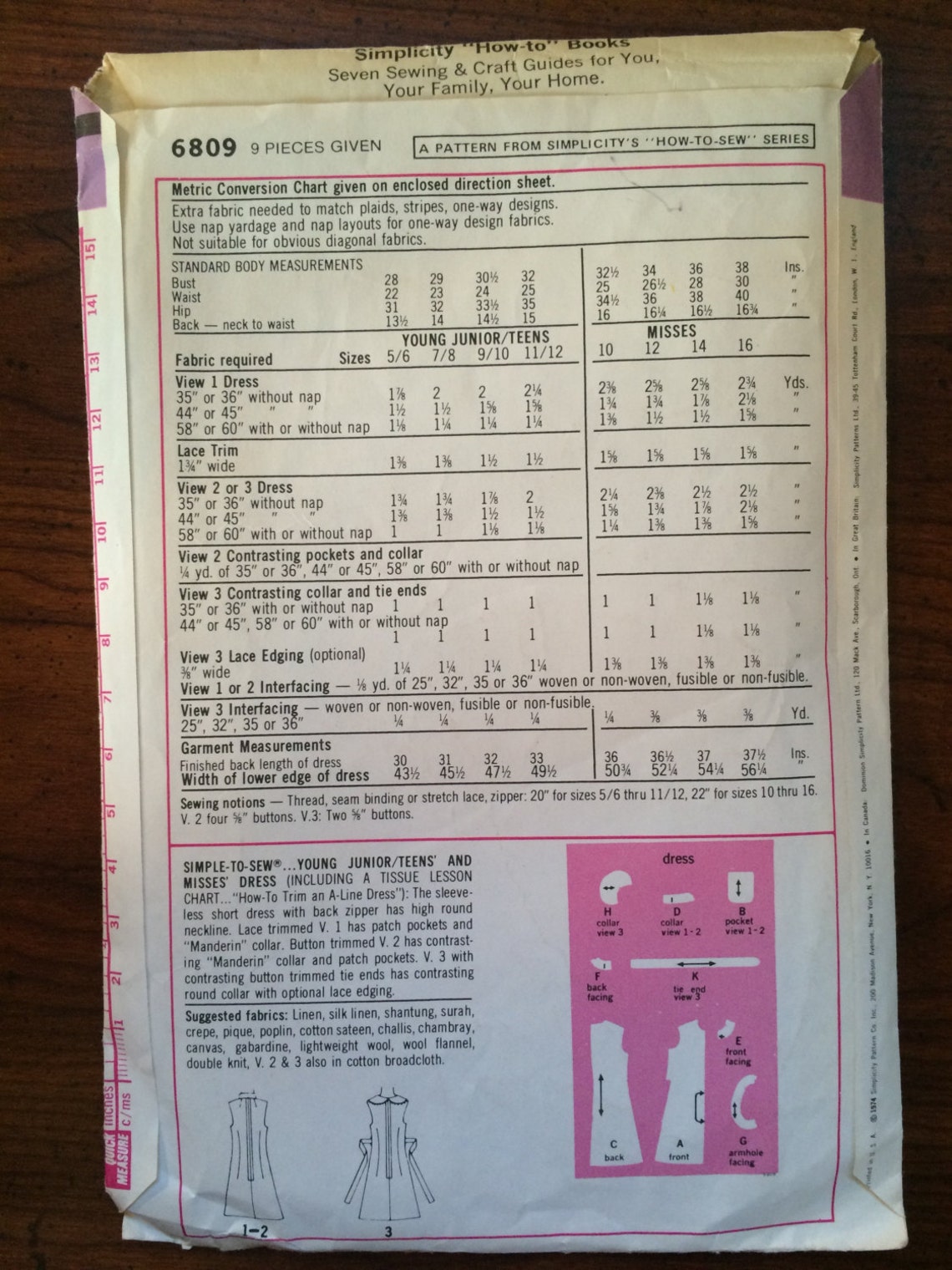 Vintage 1970s Simplicity Dress Pattern 6809 Sz 10 Bust 32.5 - Etsy