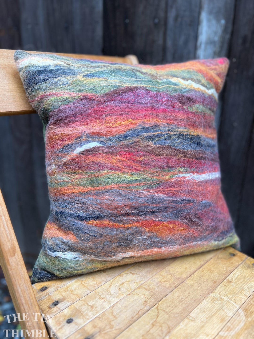 Handmade Wet Felted Pillow by Sharon Mansfield - Wool & Silk Fibers ...