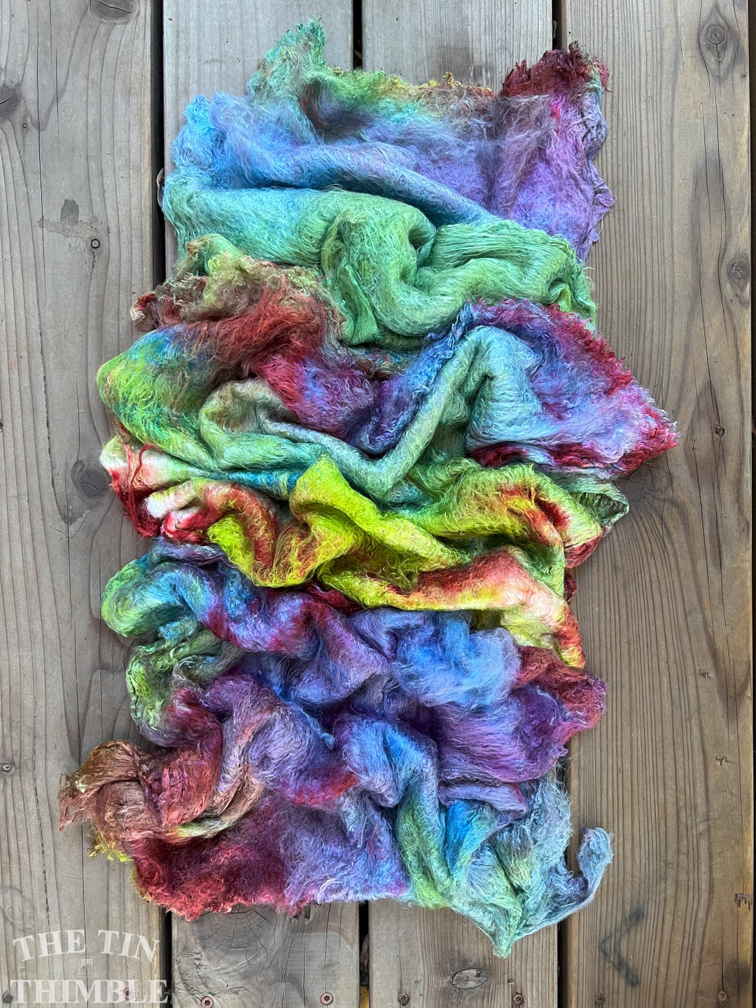 Hand Dyed Silk Mulberry Lap Fiber for Spinning or Felting in 'iris ...