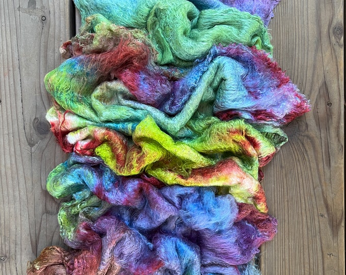 Hand Dyed Silk Mulberry Lap Fiber for Spinning or Felting in 'iris ...