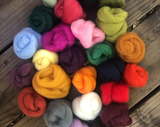 Mixed Corriedale Wool Roving Pack 3.25 Oz Total 25 Colors in Small ...