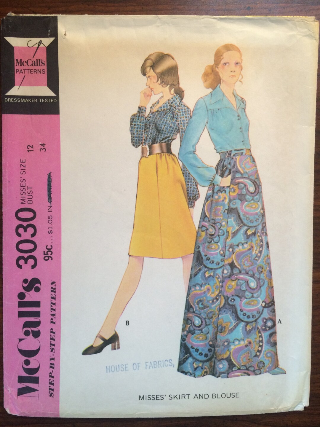 1970s Skirt Pattern / Vintage Sewing Pattern / Blouse Pattern / Mccall ...