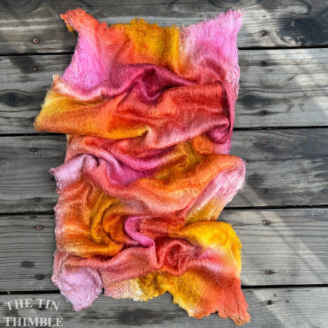 Hand Dyed Silk Mulberry Lap Fiber for Spinning or Felting in Rose ...