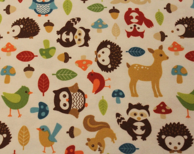 Northcott Forest Friends Flannel Multi Color Animal Print 1 Yd LAST ...