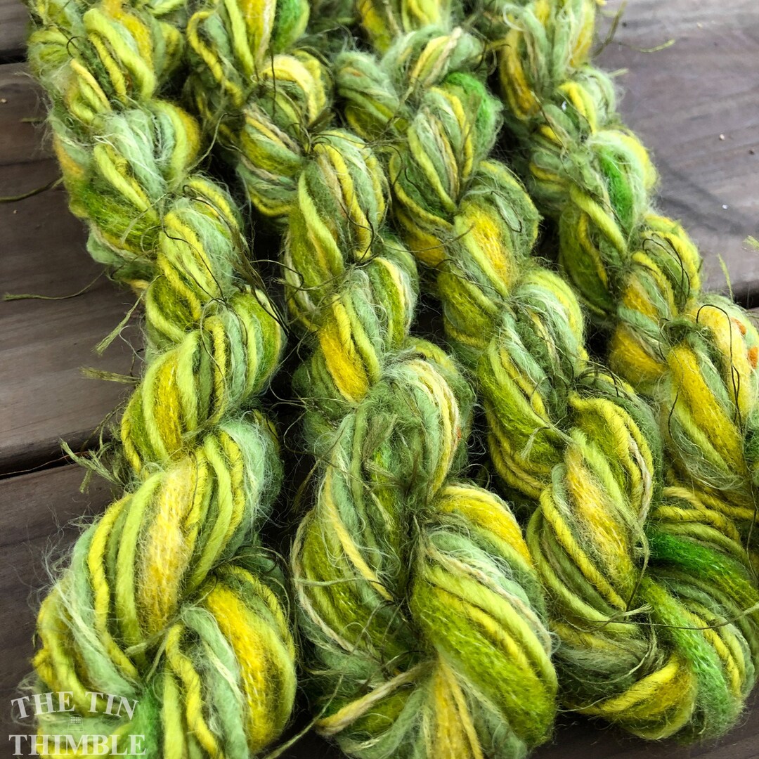 Fiber Frenzy Bundle / ONE Mixed Bundle of Yarn in Chartreuse / Great ...