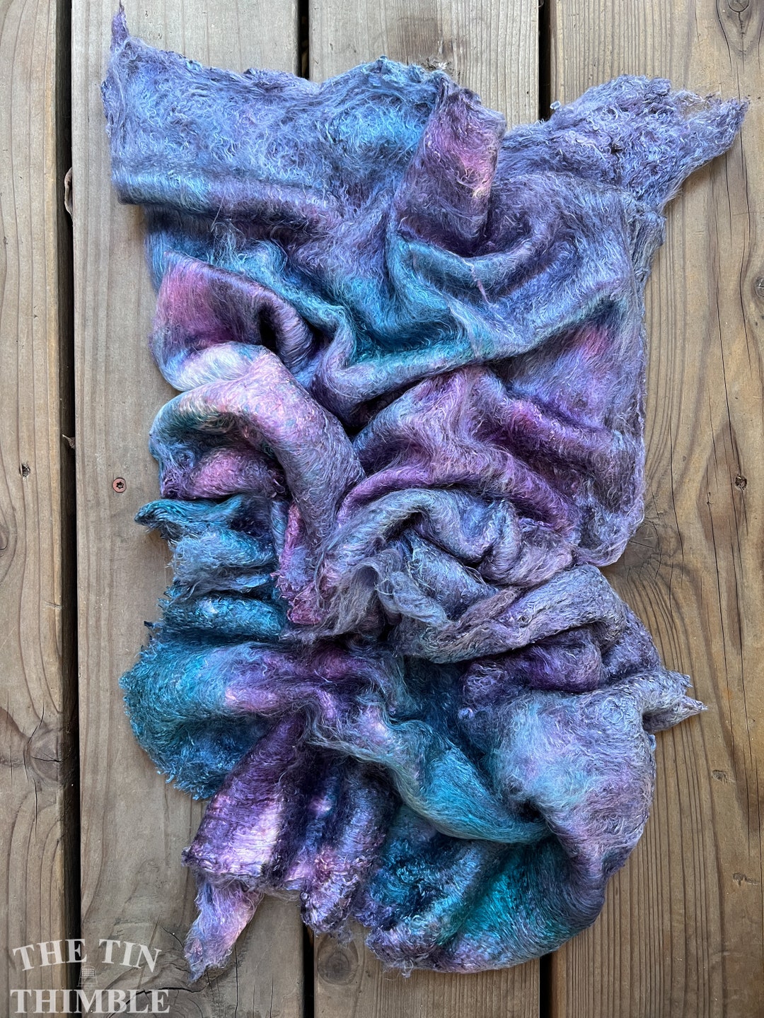 Hand Dyed Silk Mulberry Lap Fiber for Spinning or Felting in Teal ...