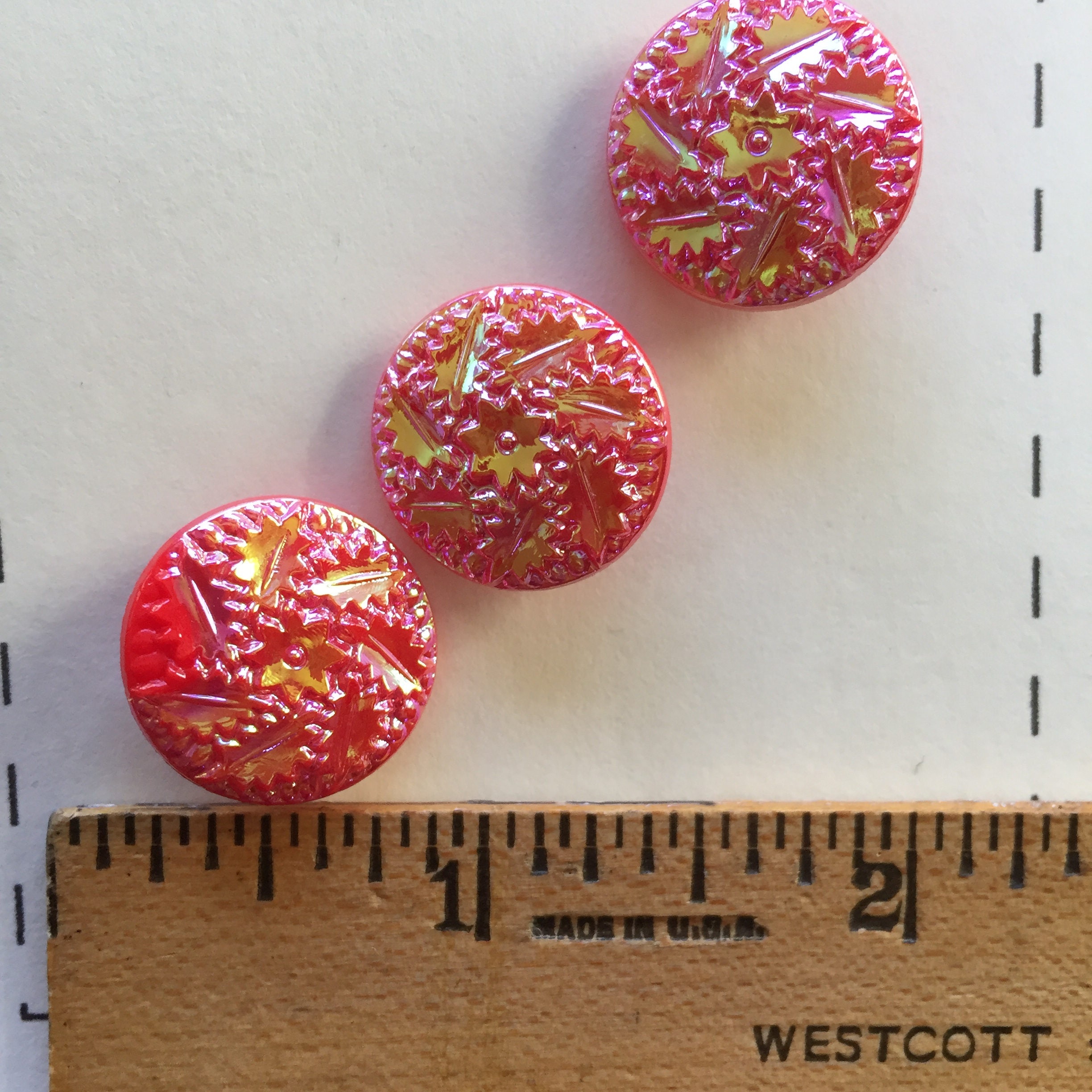 Red Glass Buttons Three/ 1930s Buttons / 1940s Buttons / | Etsy