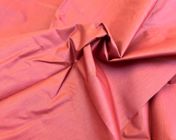 Authentic Vintage Polished Cotton Fabric - Solid Rust Red/orange Chintz ...