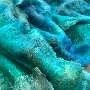 Hand Dyed Silk Mulberry Lap Fiber for Spinning or Felting in 'ocean ...