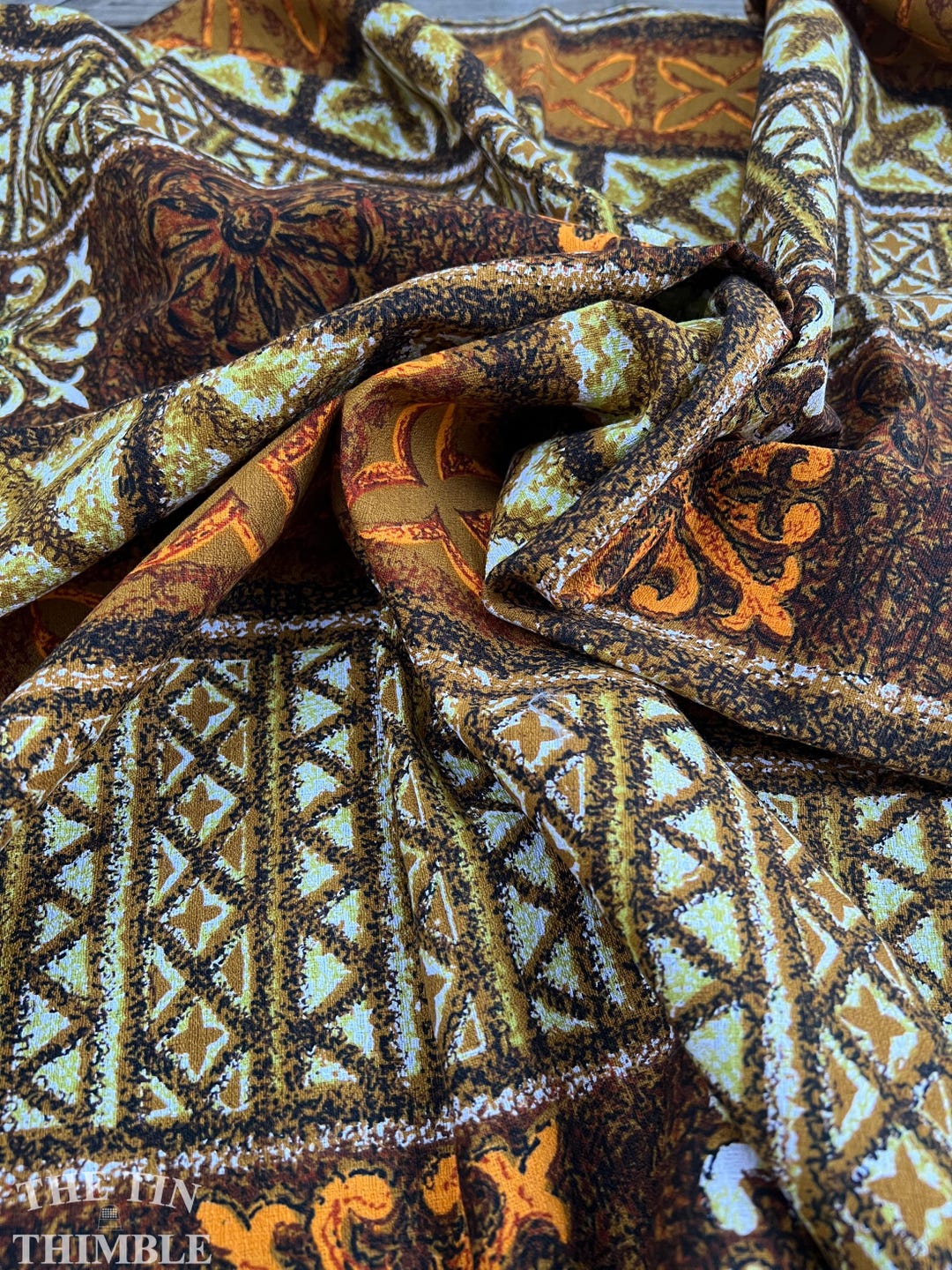 Vintage Authentic Polynesian Print Fabric - 2 1/4 Yards - Brown and ...