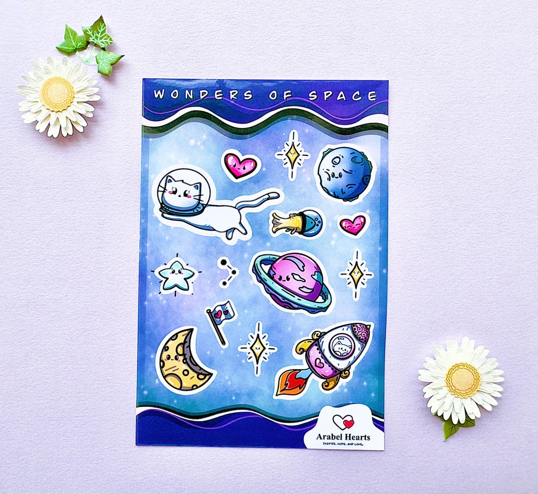 Kawaii Space Stickers | (4x6” Sheet) - Etsy