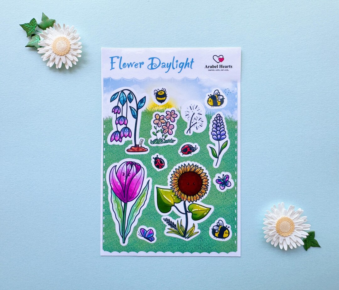 Kawaii Flower Daylight Sticker Sheet | (4x6" Sheet) - Etsy