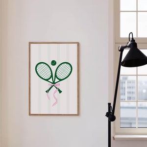 Cute Bow Tennis Racket Coquette Poster Tennis Racket Print Tennis Wall ...