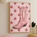 Pink Cowboy Boots With Stars Print, Cowboy Boots Print, Boho Western ...