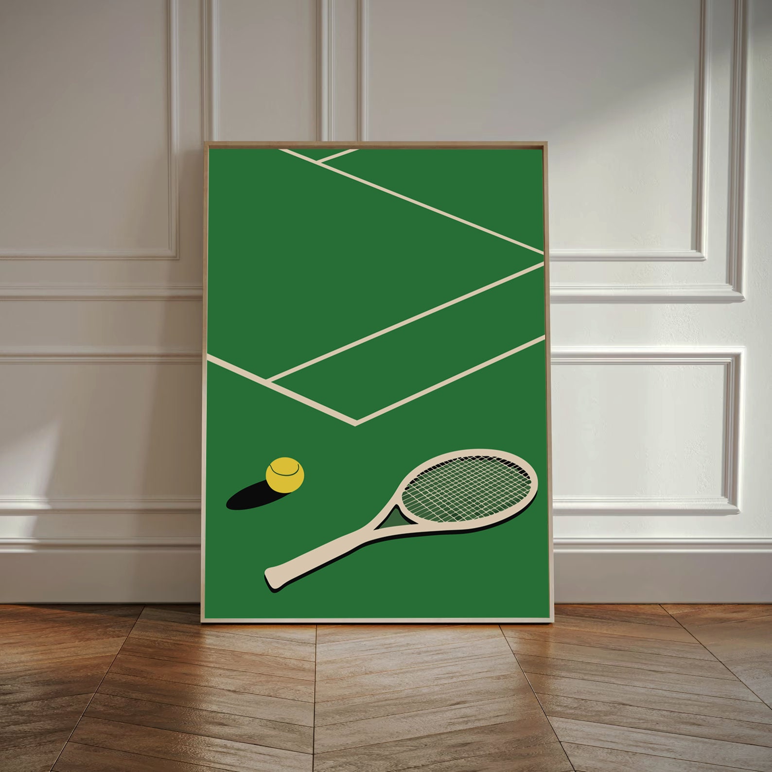 Green Tennis Court Poster: Hand Drawn Vintage Style (digital Download ...