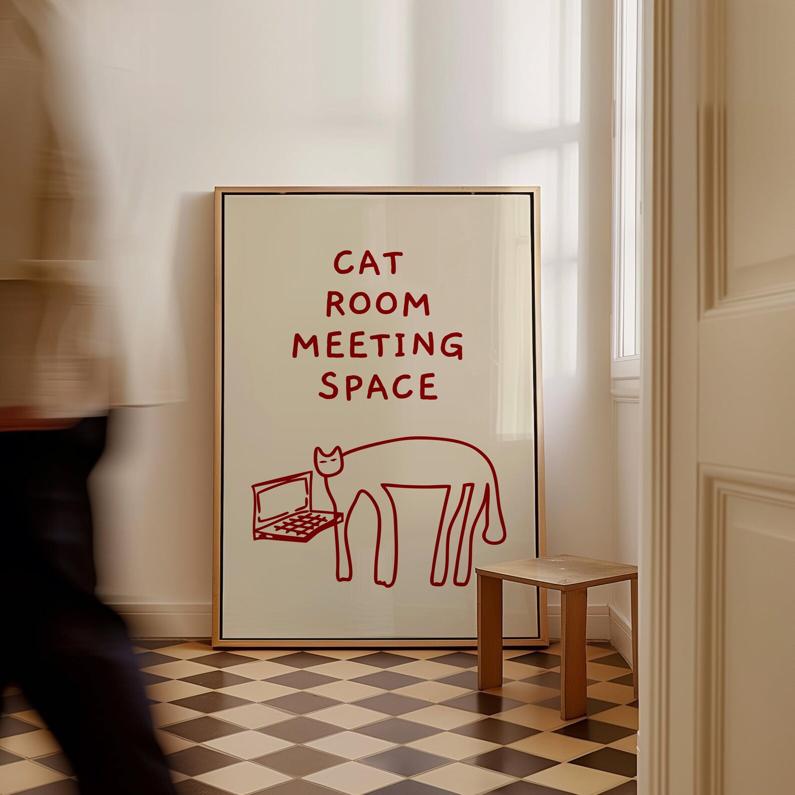 Cat Room Meeting Space Poster, Funny Office Decor, Cat Lover Gift, Cute ...