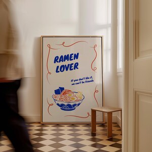 Ramen Lover Club Print, Retro Japanese Ramen Art Poster, Trendy Kitchen ...