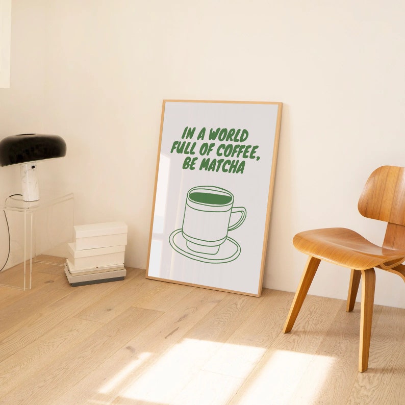 Matcha Wall Art Green Coffee Print Cafe Dorm Wall Decor Barista Gift ...
