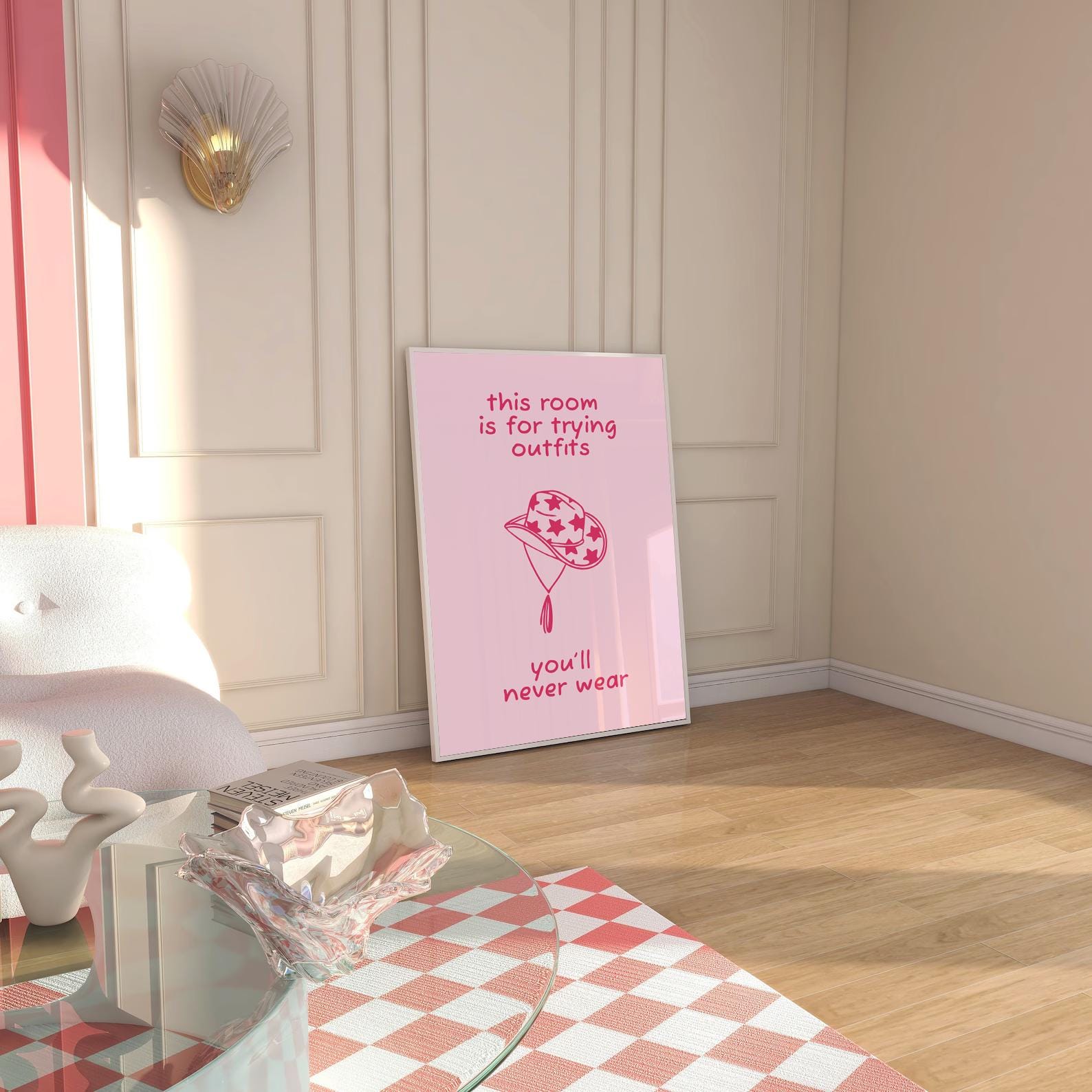 Dressing Room Poster, Funny Laundry Print, Pink Aesthetic Wall Decor ...