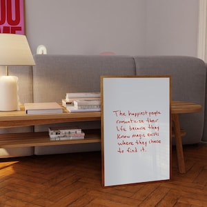Positive Quote Print, Red Handwritten Wall Decor, Typography Poster ...