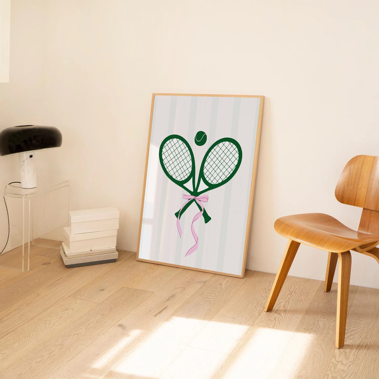 Cute Bow Tennis Racket Coquette Poster Tennis Racket Print Tennis Wall ...