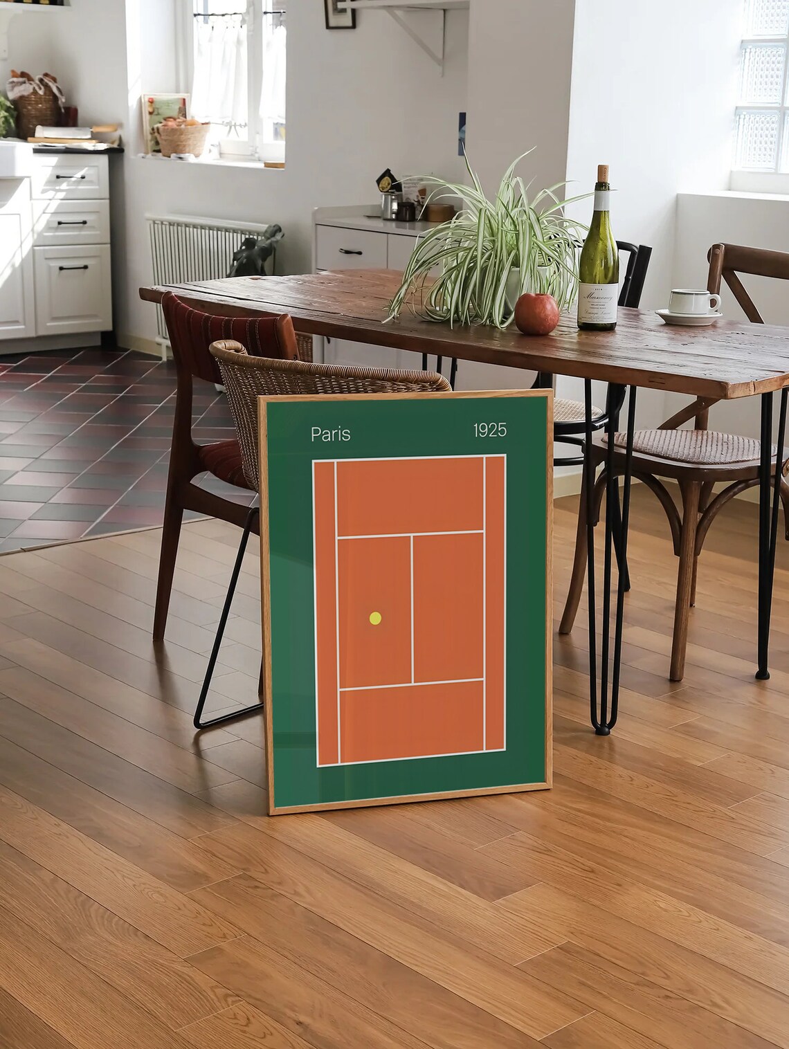 Vintage Paris Tennis Court Poster, French Open Wall Decor, Retro Sports ...