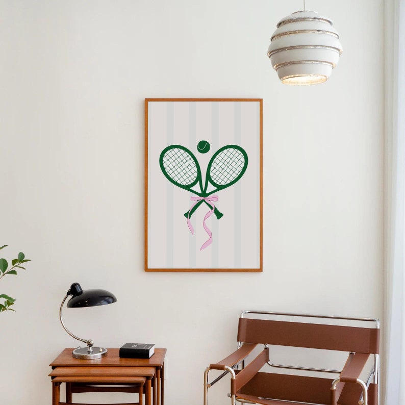 Coquette Tennis Racket Poster: Bow Detail, Preppy Wall Art (digital ...