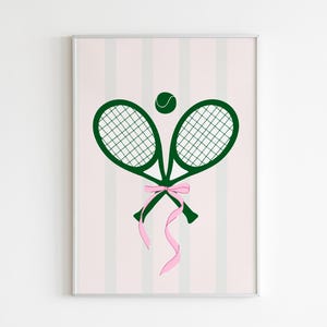 Cute Bow Tennis Racket Coquette Poster Tennis Racket Print Tennis Wall ...