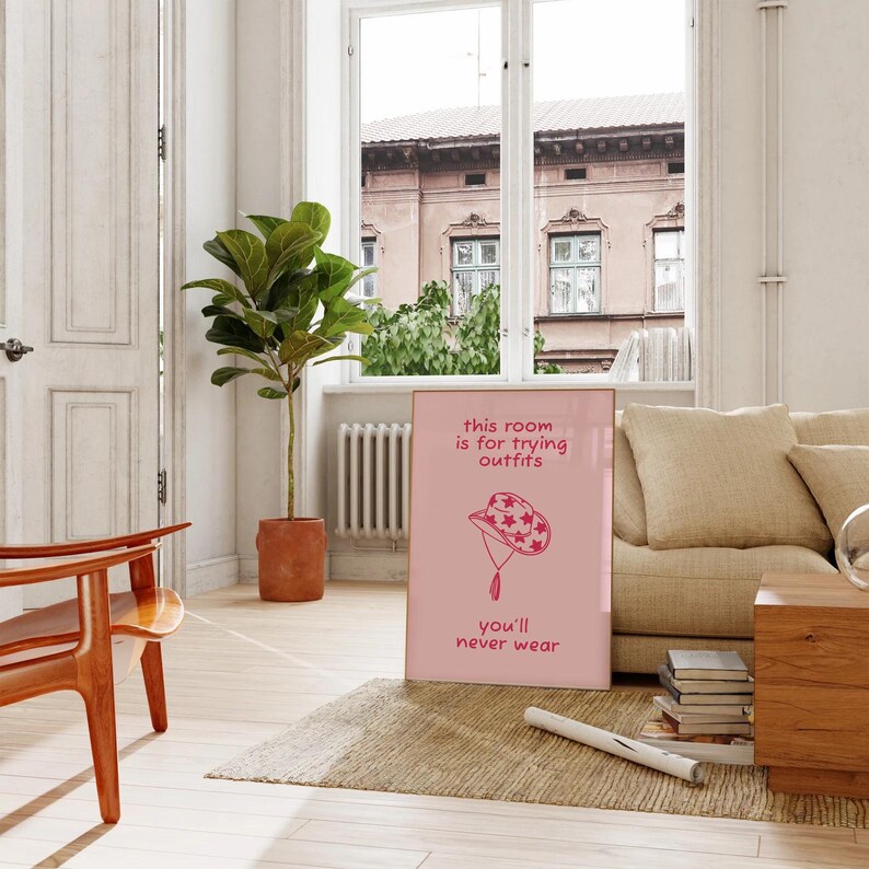 Dressing Room Poster, Funny Laundry Print, Pink Aesthetic Wall Decor ...