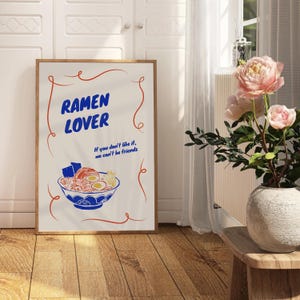 Ramen Lover Club Print, Retro Japanese Ramen Art Poster, Trendy Kitchen ...