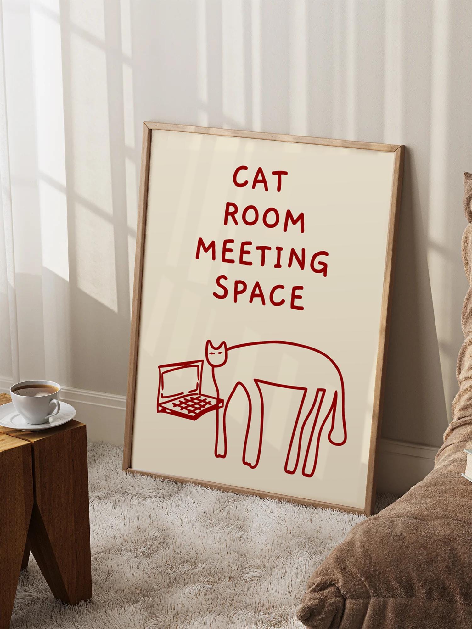 Cat Room Meeting Space Poster, Funny Office Decor, Cat Lover Gift, Cute ...