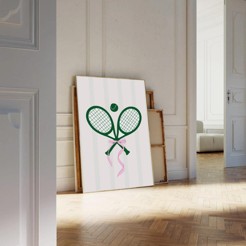 Coquette Tennis Racket Poster: Bow Detail, Preppy Wall Art (digital ...