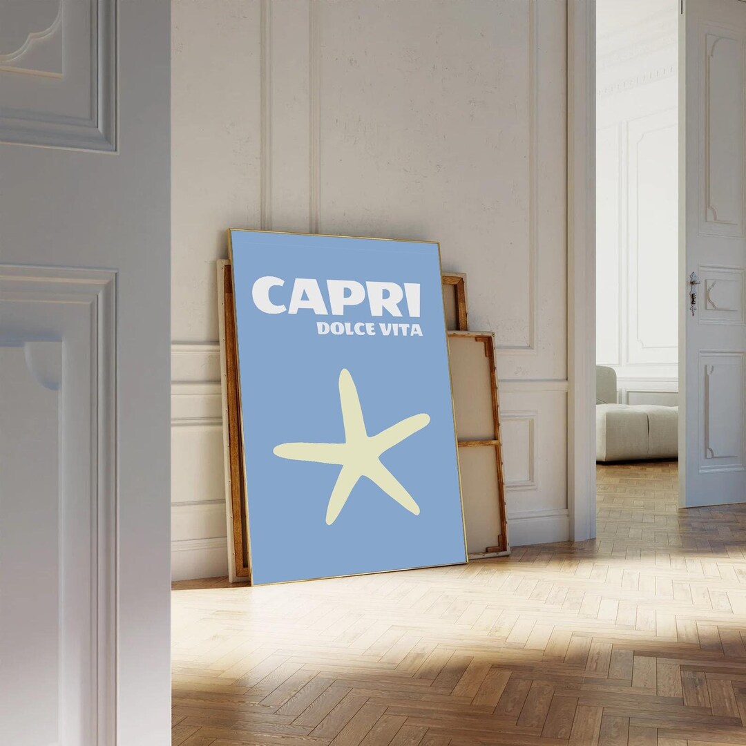 Capri Coastal Poster, Retro Wall Art, Preppy Room Decor, Capri Poster ...