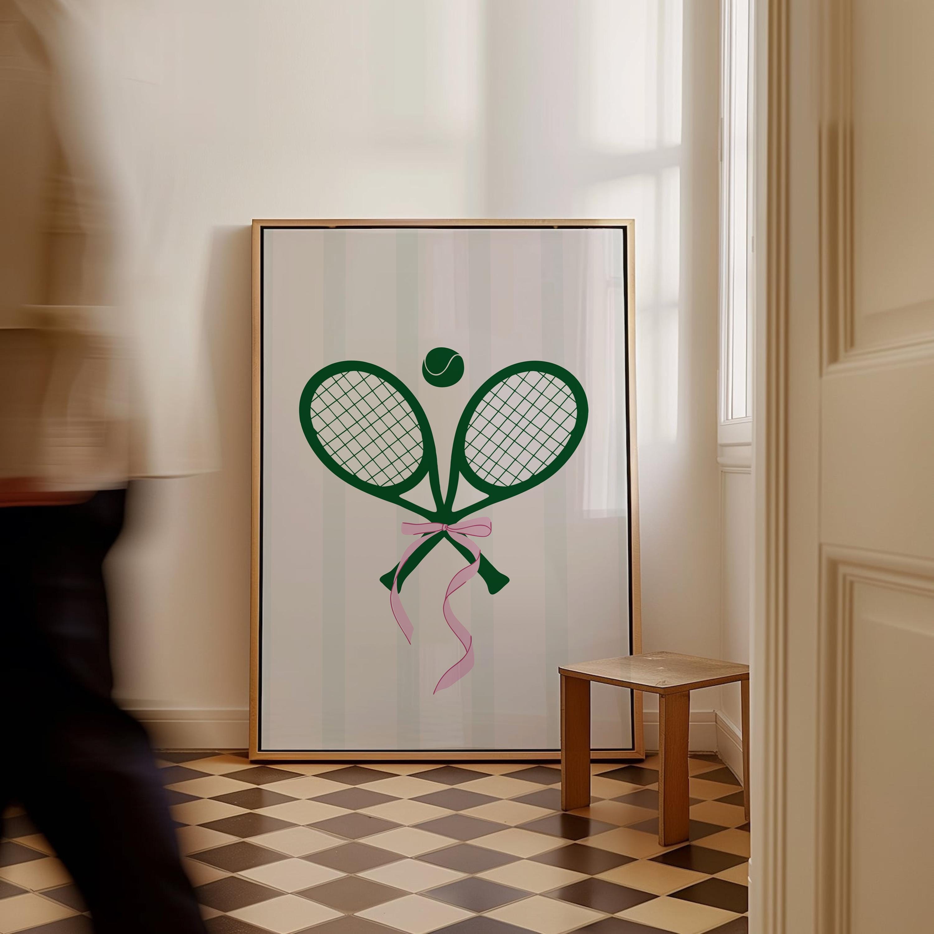 Cute Bow Tennis Racket Coquette Poster Tennis Racket Print Tennis Wall ...