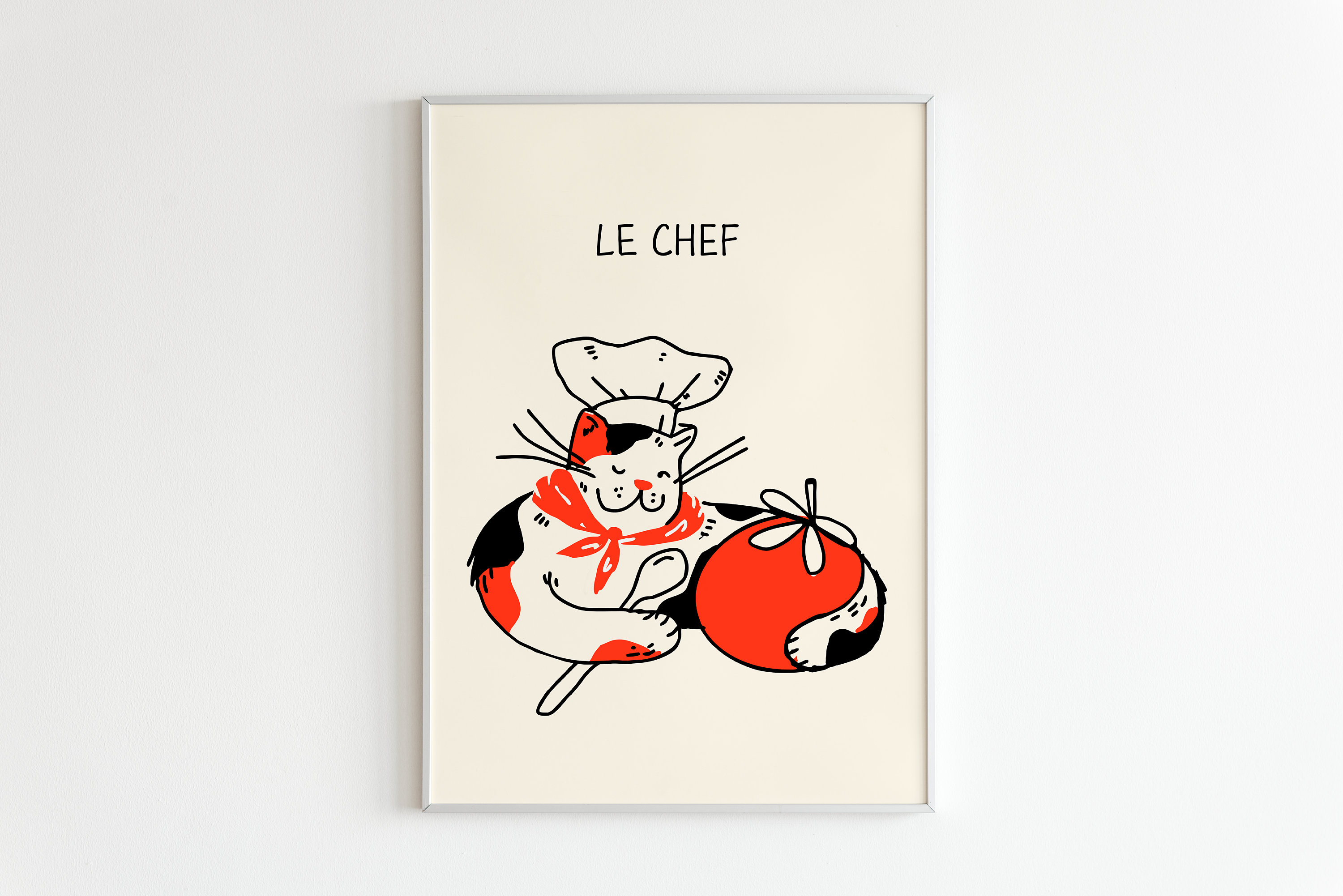 Aesthetic Vintage Kitchen Decor Funny Cat Chef Print Kitchen Wall Art ...