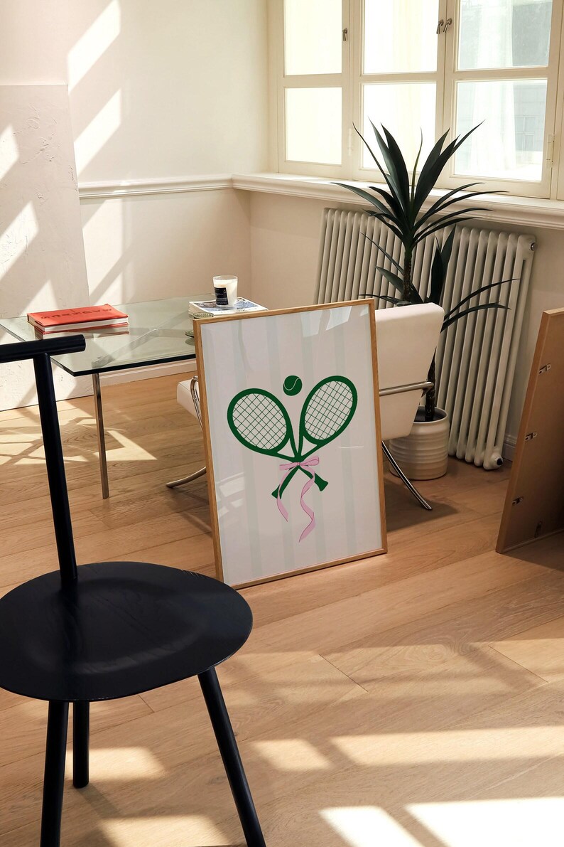 Coquette Tennis Racket Poster: Bow Detail, Preppy Wall Art (digital ...