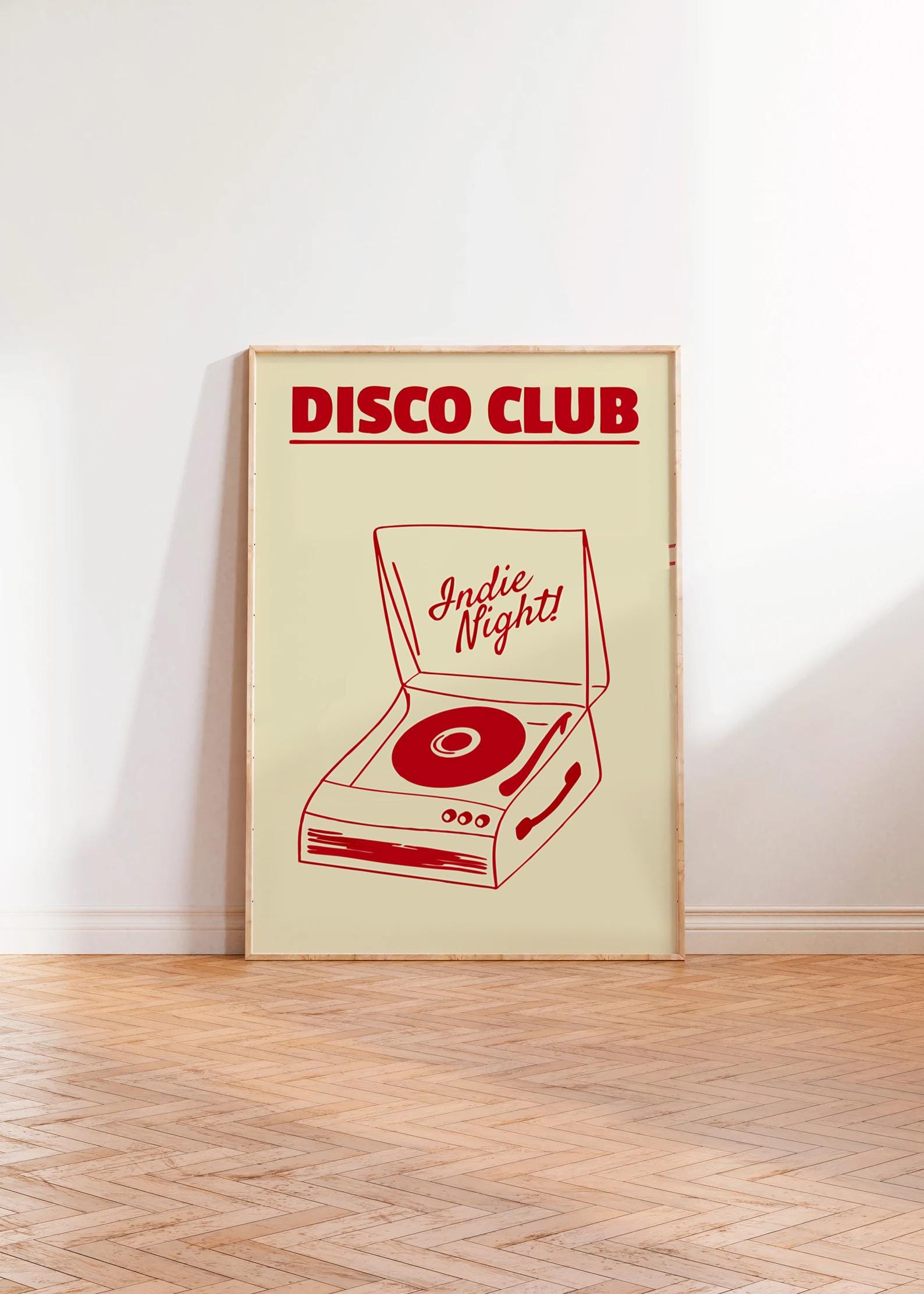 Disco Club Poster, Record Player Print, Vintage Record Wall Art ...