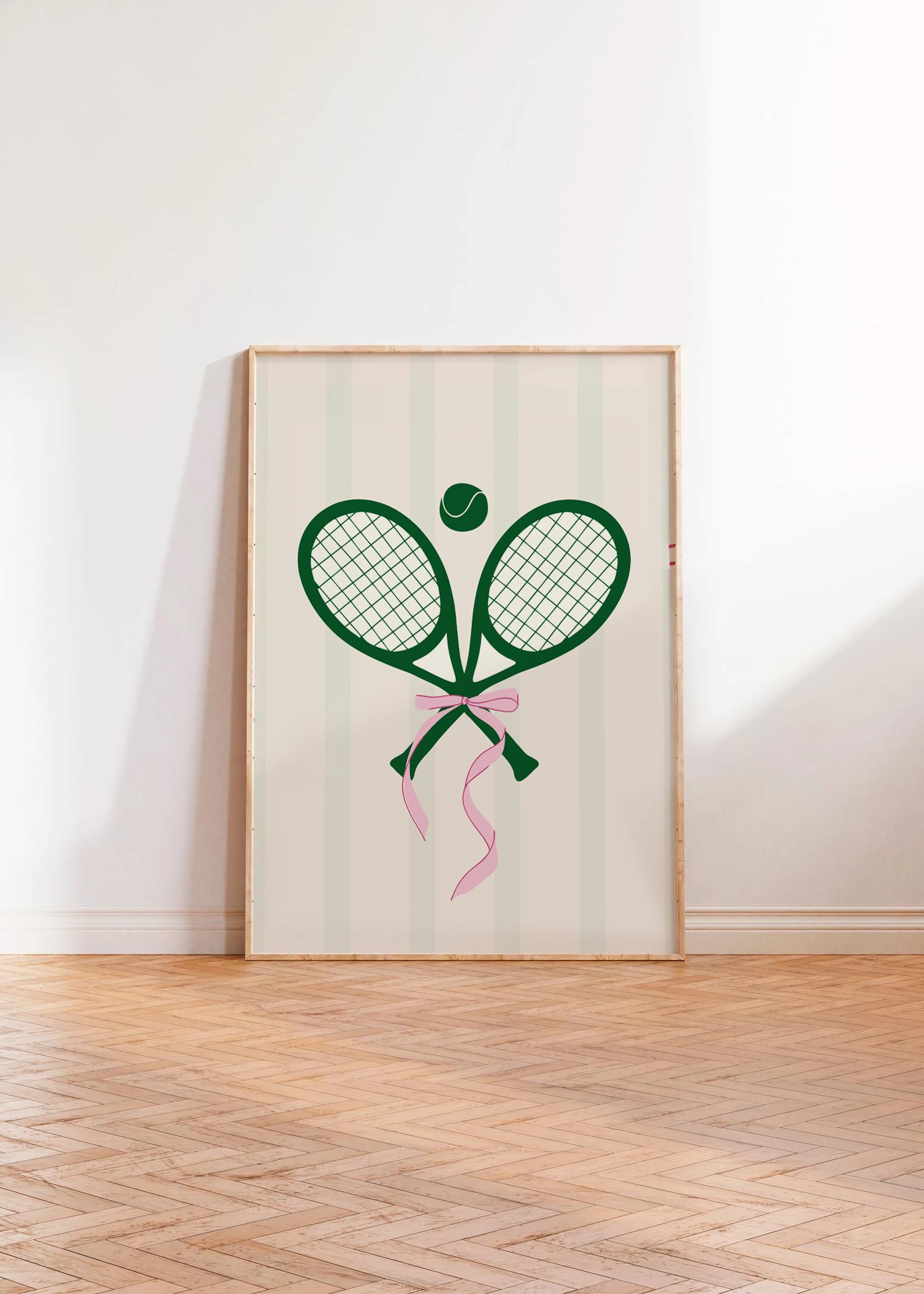 Cute Bow Tennis Racket Coquette Poster Tennis Racket Print Tennis Wall ...