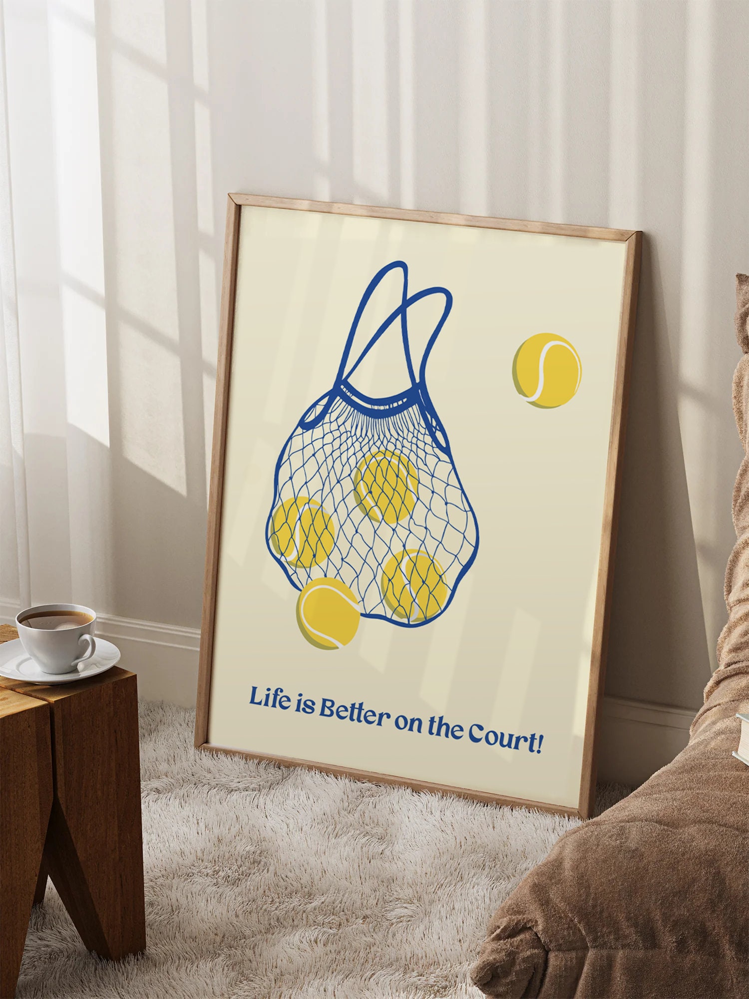 Retro Tennis Poster, Tennis Player Gift, Hand Drawn Tennis Poster ...