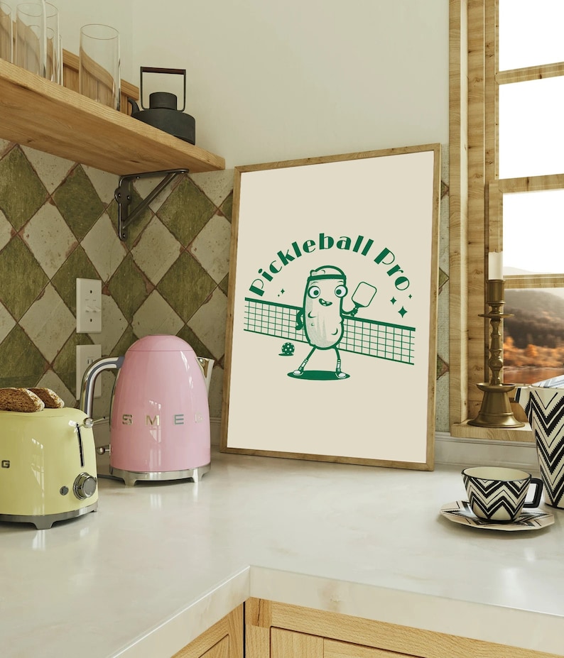 Retro Pickleball Art Downloadable Prints, Sports-core Poster ...